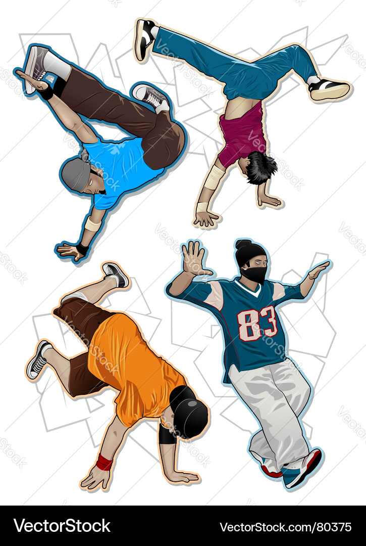 Break-dancers set Royalty Free Vector Image - VectorStock
