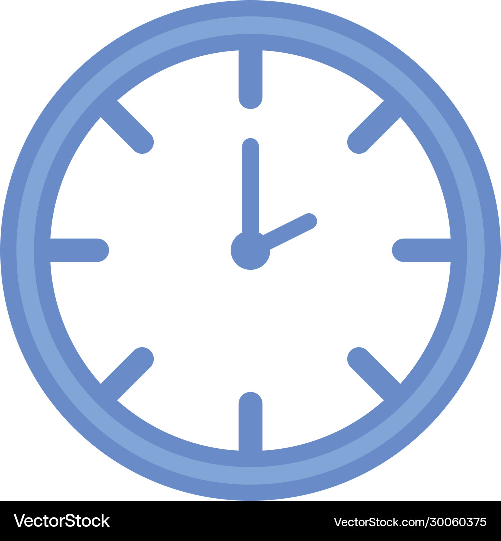 Clock icon blue outline style Royalty Free Vector Image