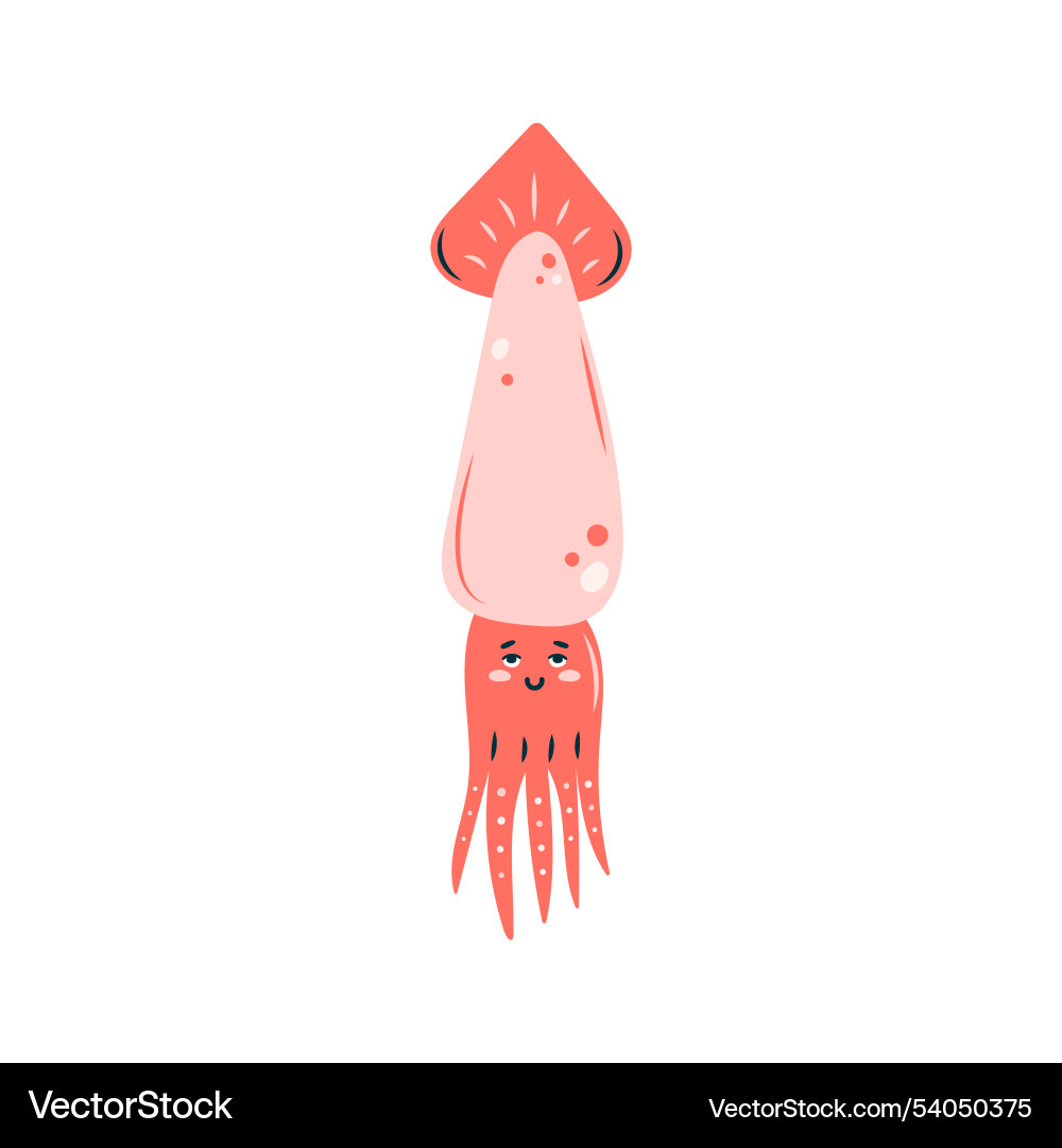 Cute squid on a white background character Vector Image