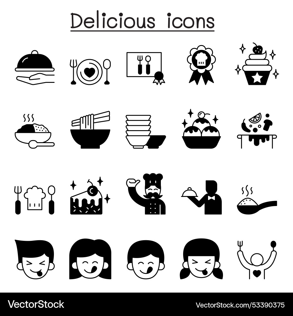 Delicious icon set graphic design Royalty Free Vector Image