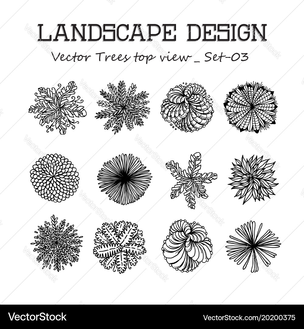 Different plants and trees set for landscape Vector Image