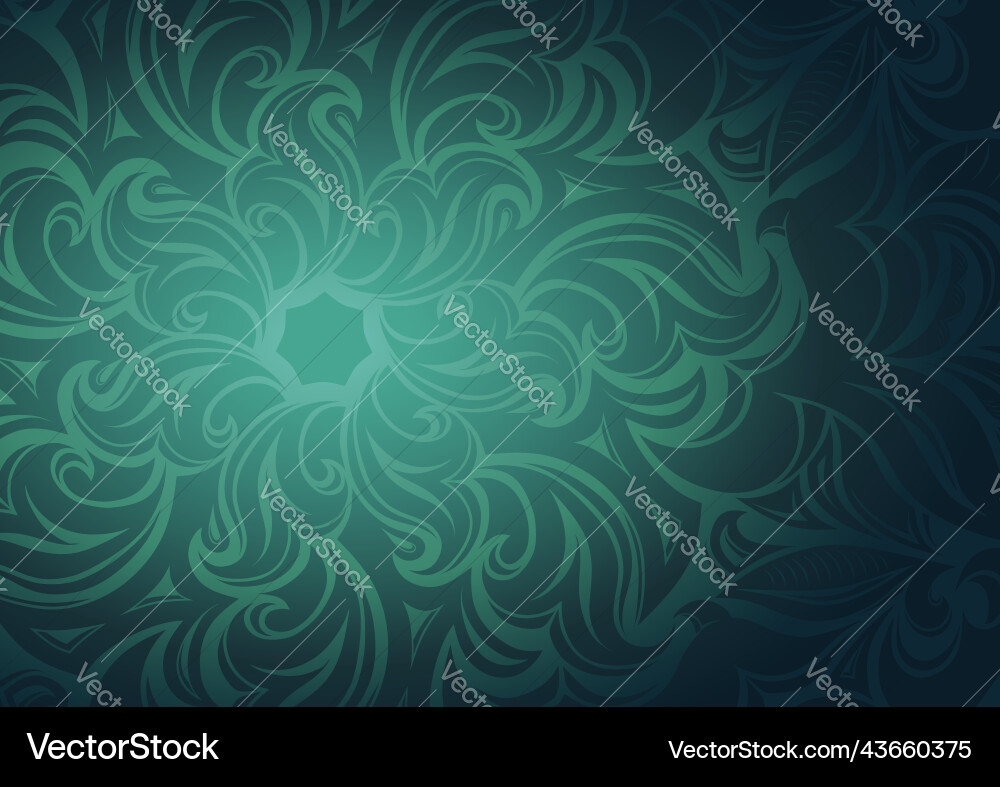 Floral green gradient wallpaper with stylized Vector Image