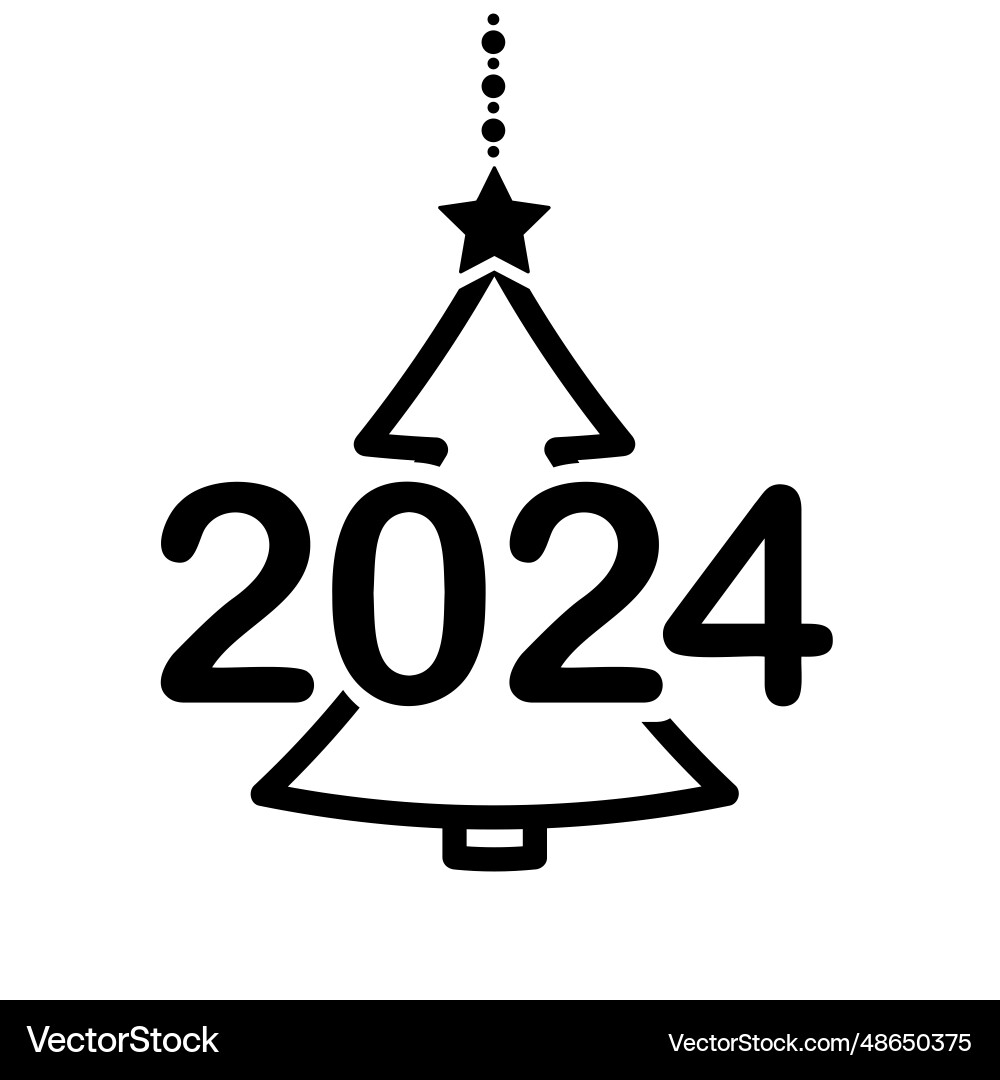 Hanging christmas tree with 2024 numbers Vector Image