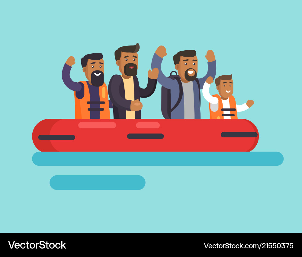 Human on boat for safety Royalty Free Vector Image