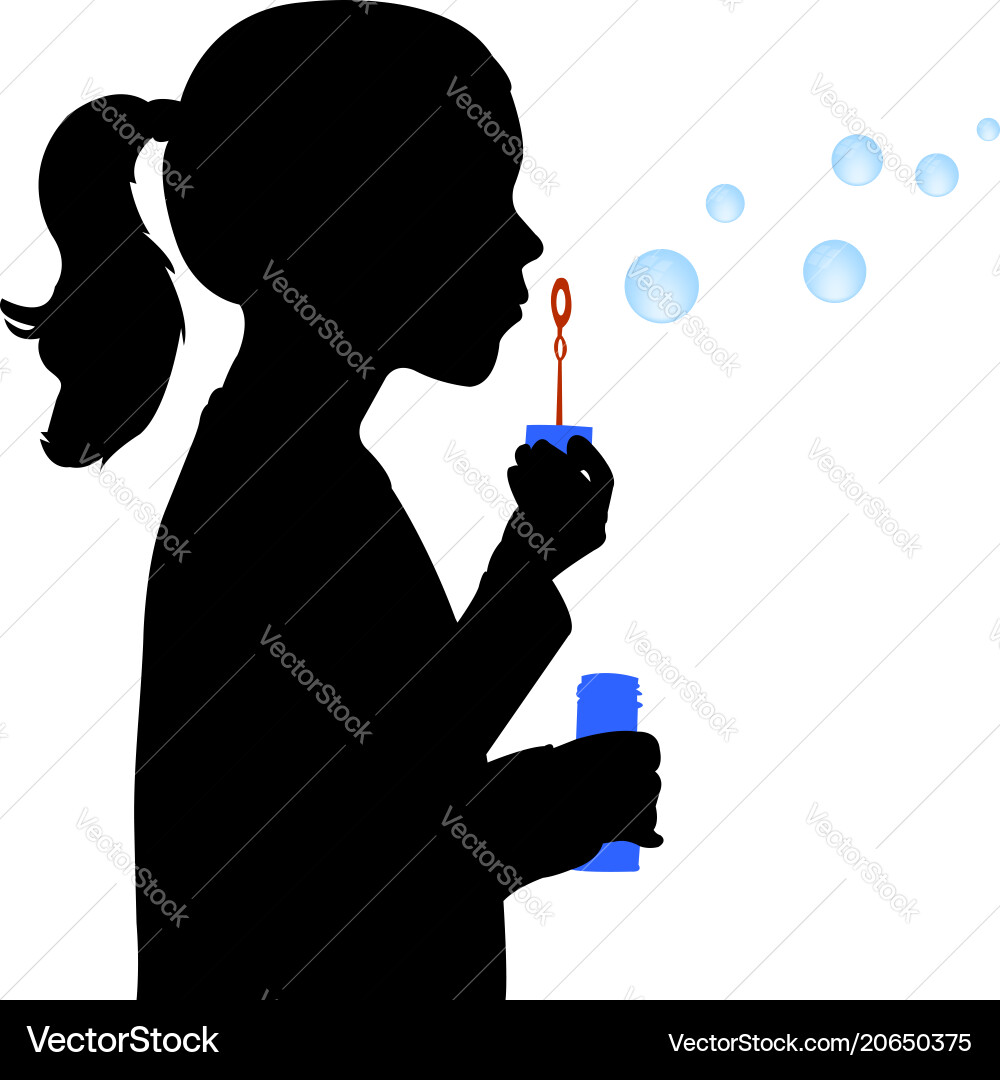 Blowing Bubbles Silhouette Girl Blowing Bubbles Free Vector