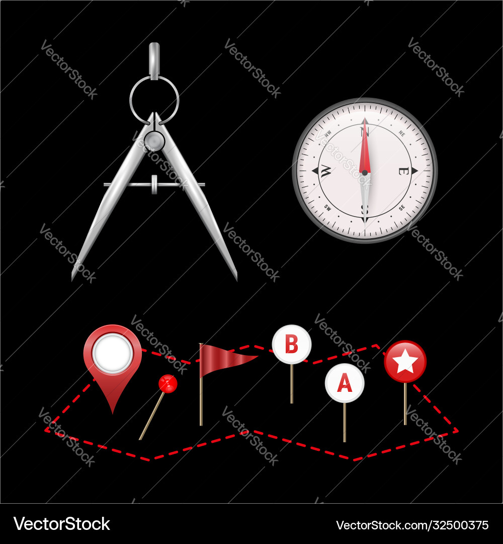 Map equipment set Royalty Free Vector Image - VectorStock