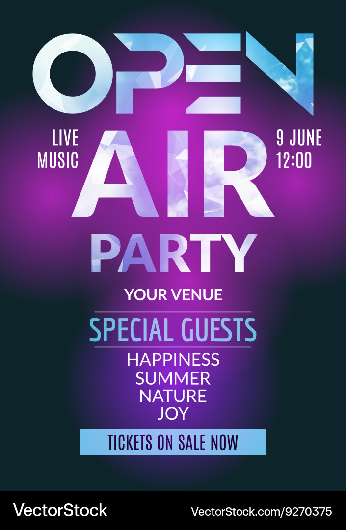 Open air party template design poster Royalty Free Vector