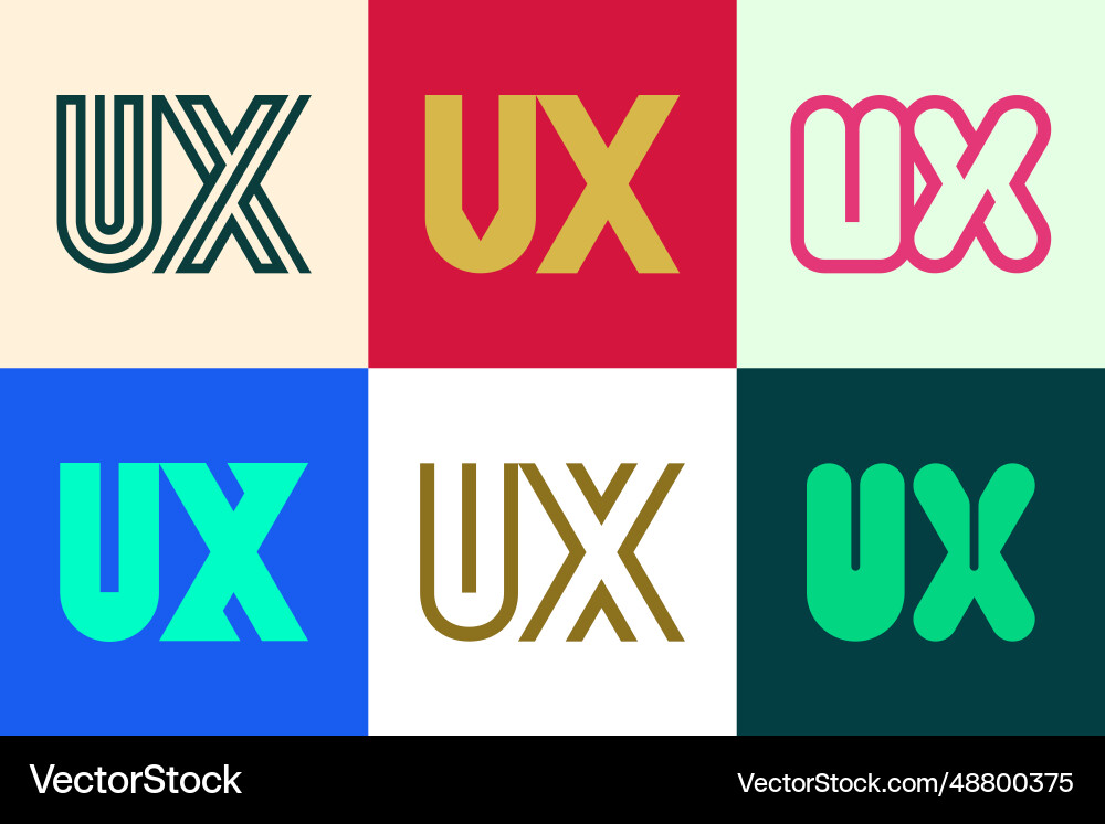Set of letter ux logos Royalty Free Vector Image