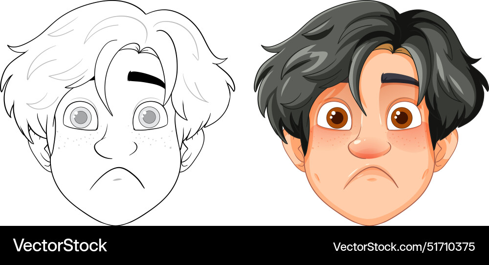 Two versions of a sad face Royalty Free Vector Image