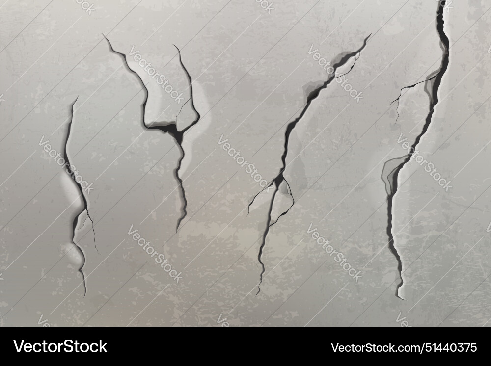 Wall crack texture broken ground effect Royalty Free Vector