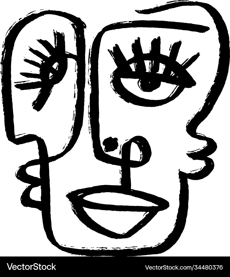 Abstract Line Face - Ink Drawing Royalty Free Vector Image
