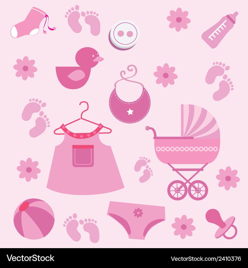 Baby icons over pink background Royalty Free Vector Image
