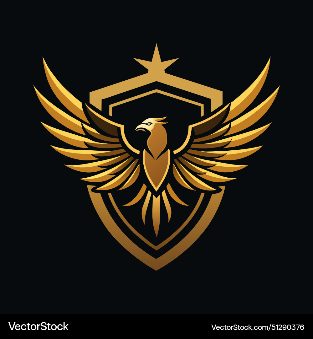 Black-golden-aura-unique-roring-flying-eagle Vector Image