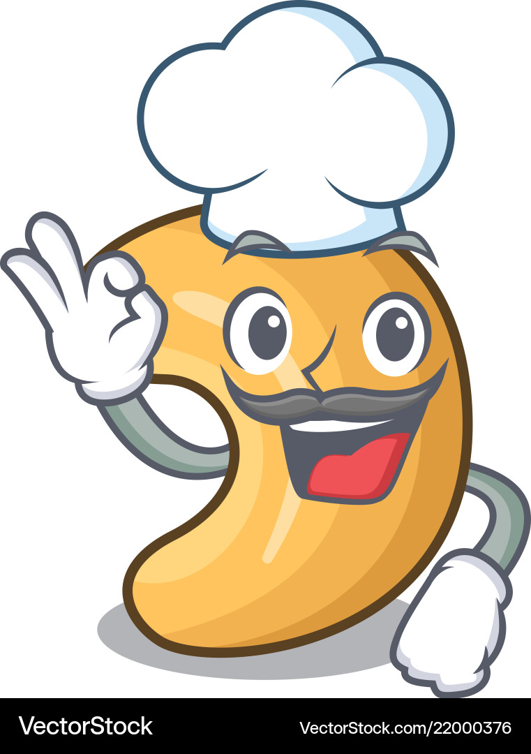 Chef cashew nut salty roasted on cartoon Vector Image