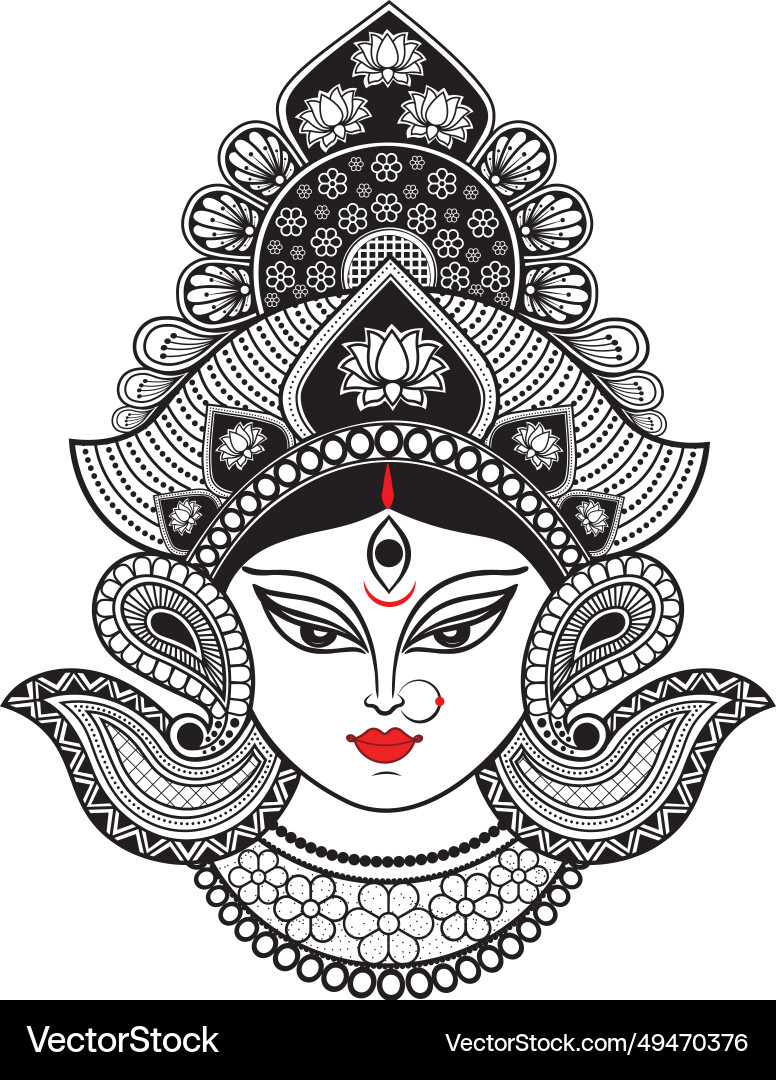 Durga mata Royalty Free Vector Image - VectorStock
