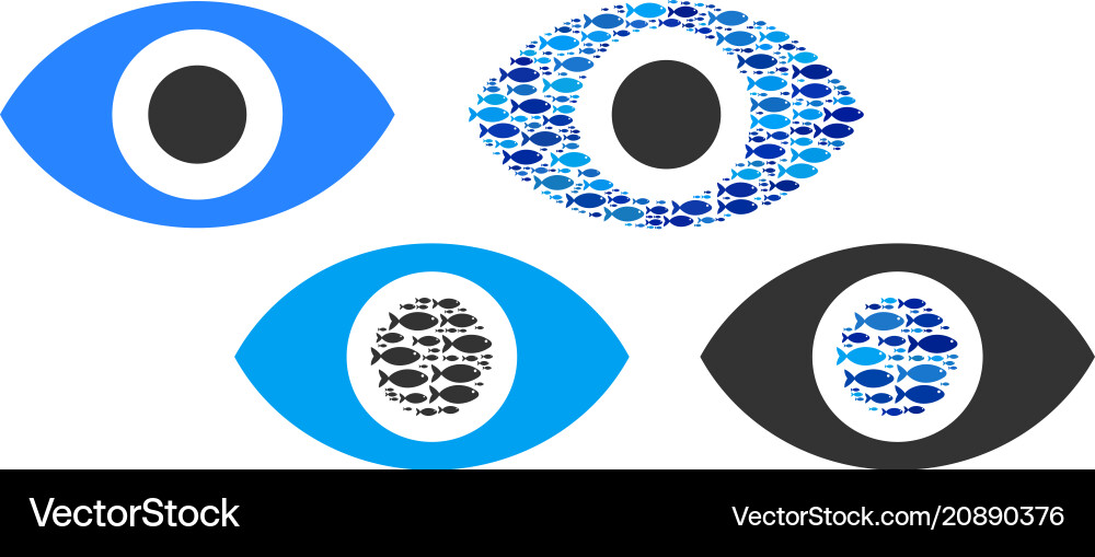 Fish eye collage Royalty Free Vector Image - VectorStock
