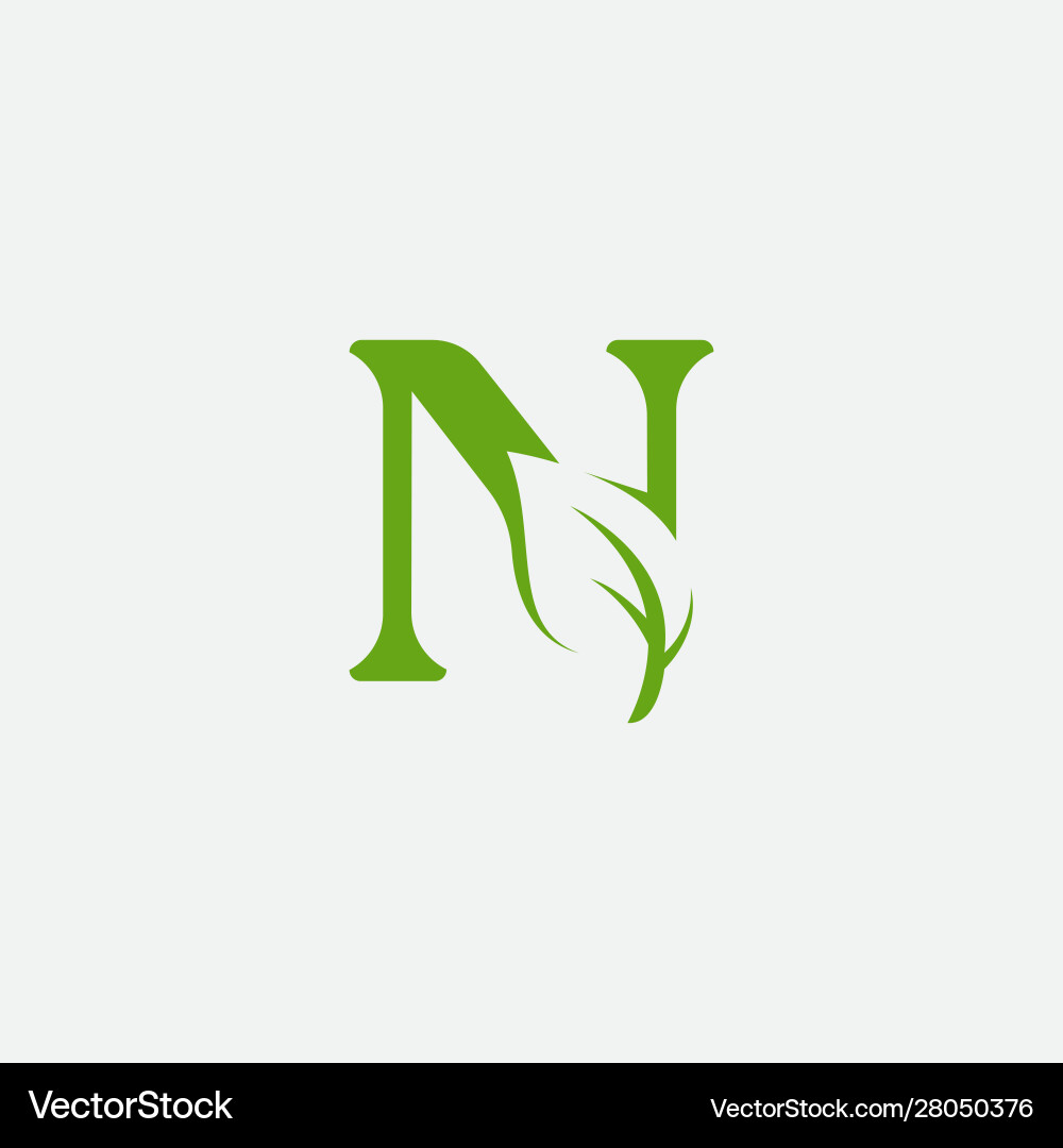 Green leaves letter eco alphabet Royalty Free Vector Image