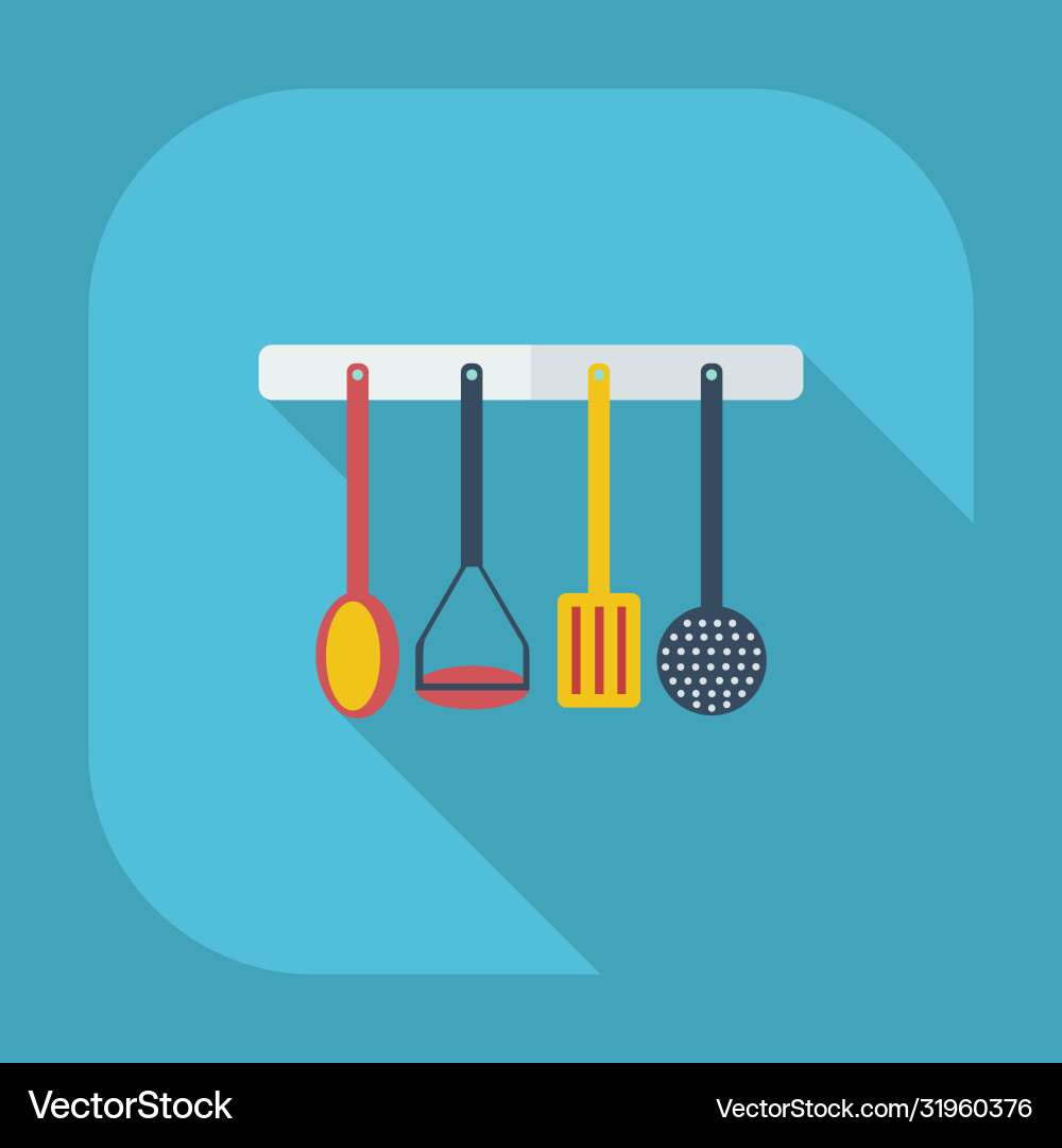 Kitchen Utensils Flat Icons Royalty Free Vector Image