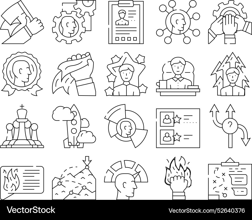 Leadership leader business skill icons set Vector Image