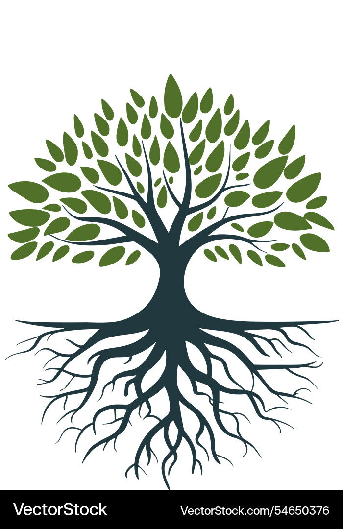 Majestic tree with intertwined roots design Vector Image