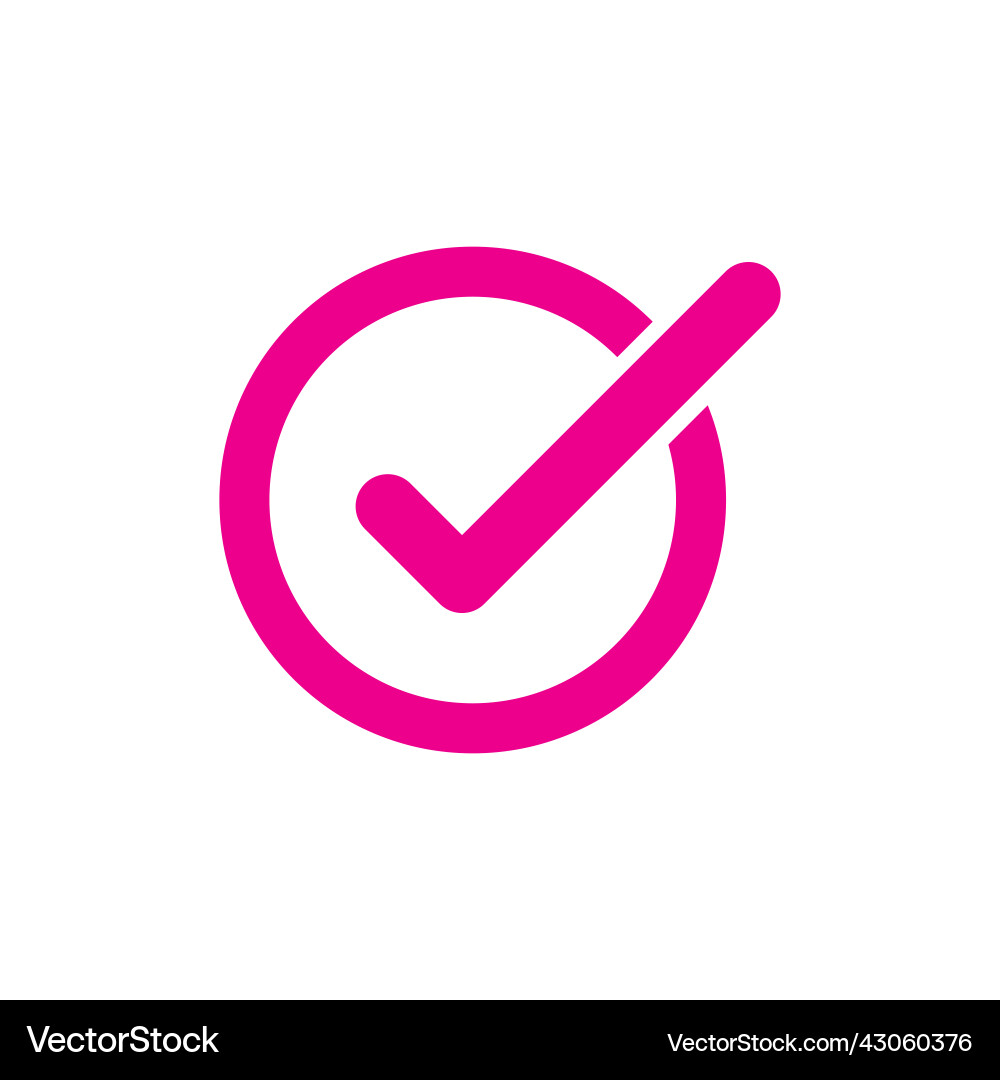 Pink check mark icon or logo Royalty Free Vector Image
