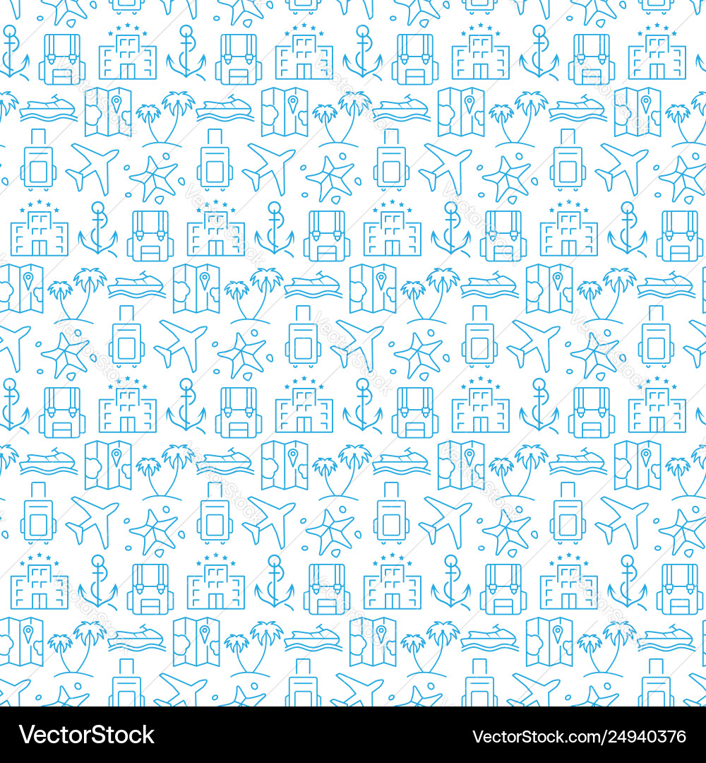 Seamless pattern with icons travel items Vector Image