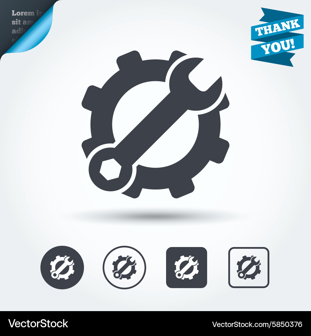 Service icon wrench key with gear sign Royalty Free Vector