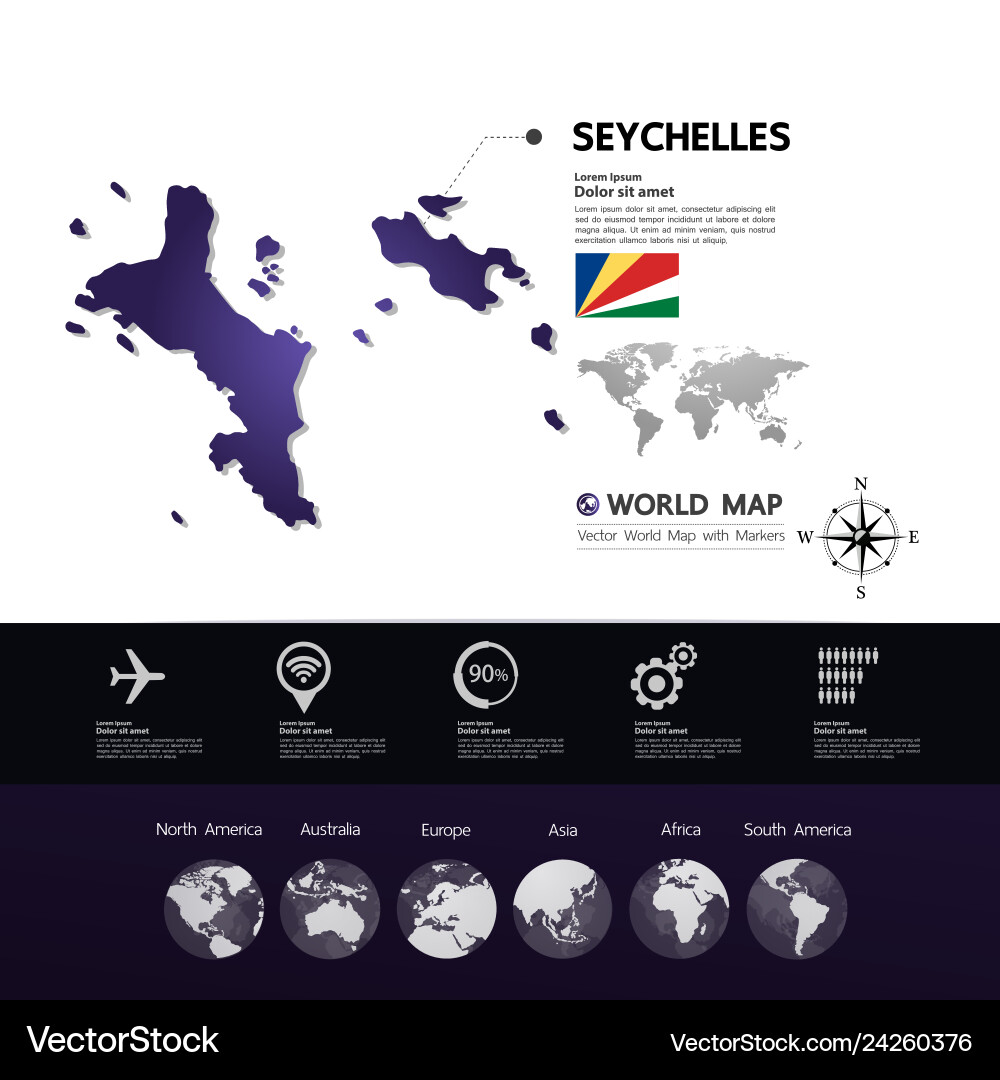 Seychelles map Royalty Free Vector Image - VectorStock