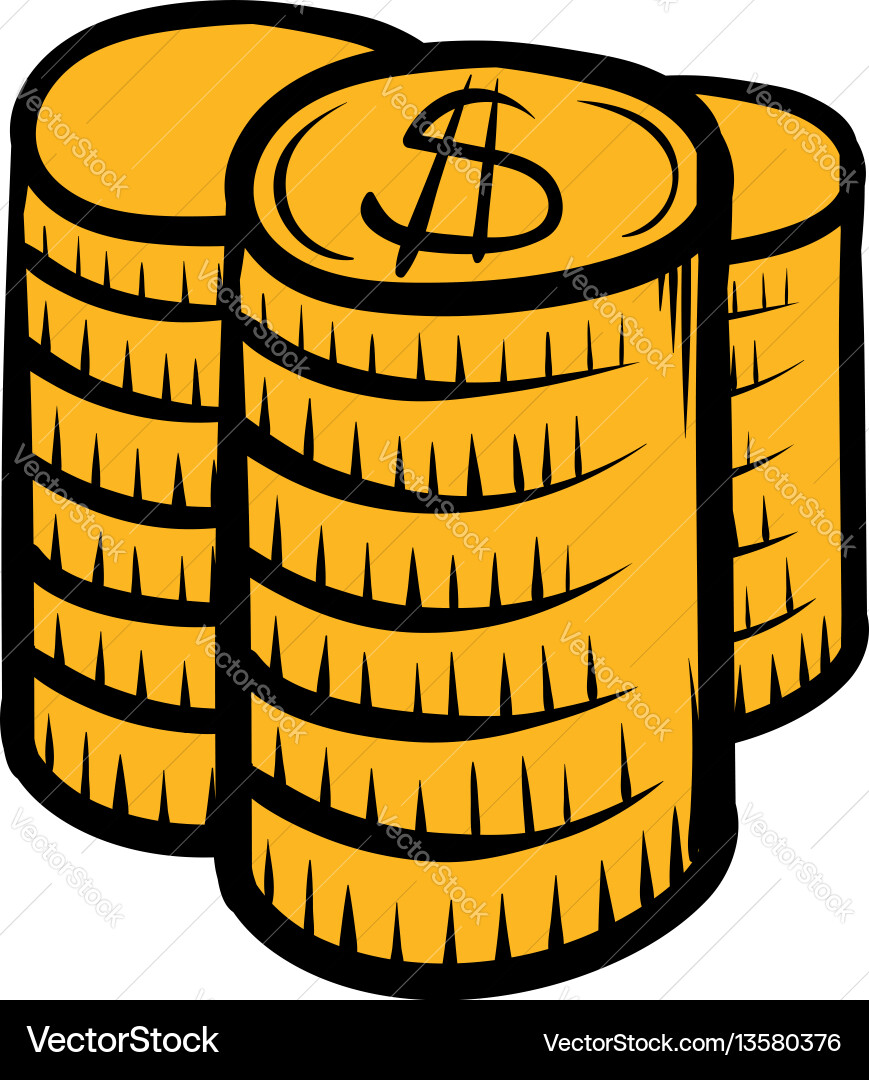Stack of coins icon cartoon Royalty Free Vector Image