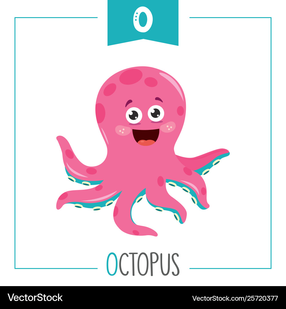 Alphabet letter o and octopus Royalty Free Vector Image