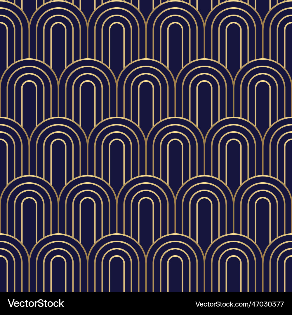 Art deco seamless pattern with golden arc Vector Image