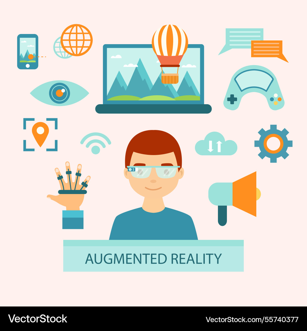 Augmented reality background in flat style Vector Image