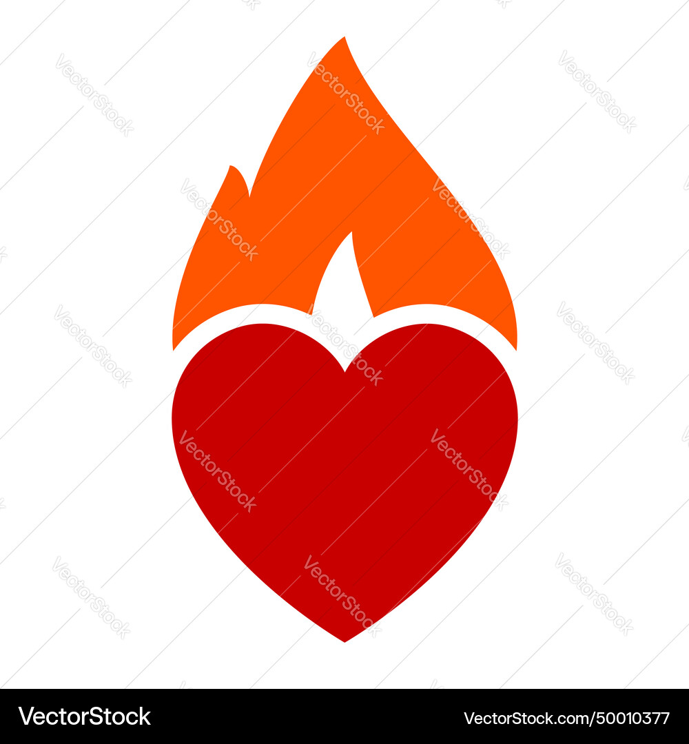 Fire flame icon hot heart symbol for logo Vector Image