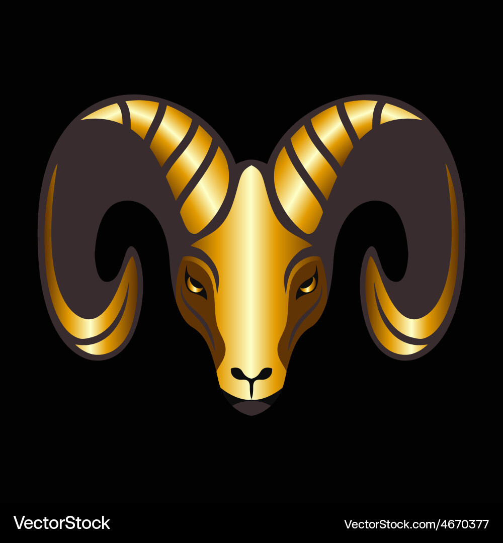 Golden Goat Head Royalty Free Vector Image - VectorStock
