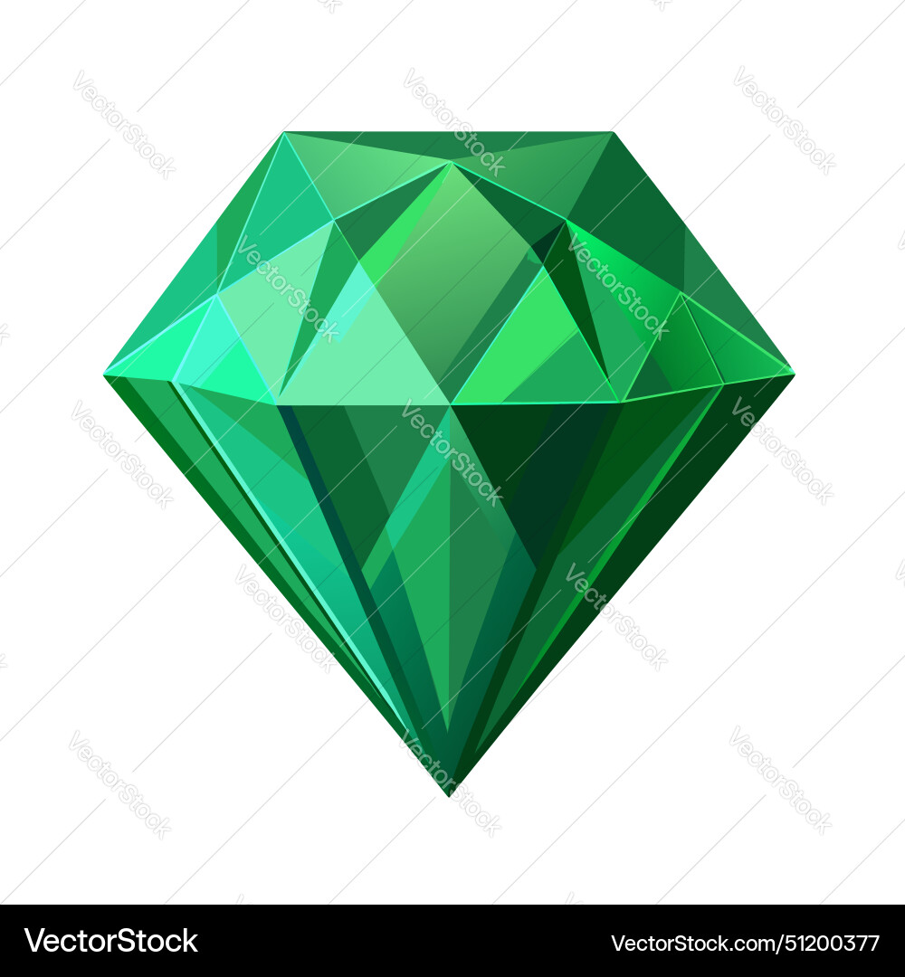 Green emerald diamond gem stone Royalty Free Vector Image