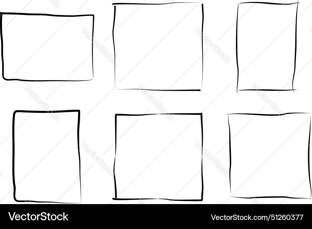 Hand drawn frame square double thin line Vector Image