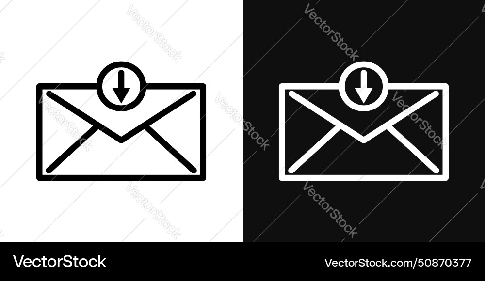 Inbox icon set mail box email download arrow Vector Image