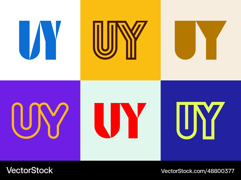 Set of letter uy logos Royalty Free Vector Image