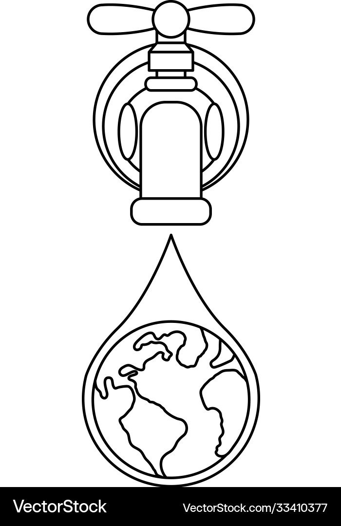 Water tap with world planet earth in drop Vector Image