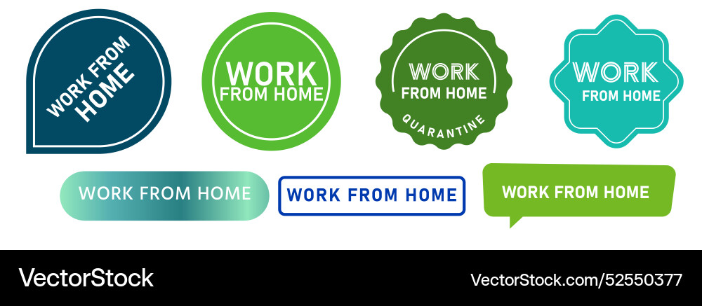Work from home stamp collection wfh remote job Vector Image