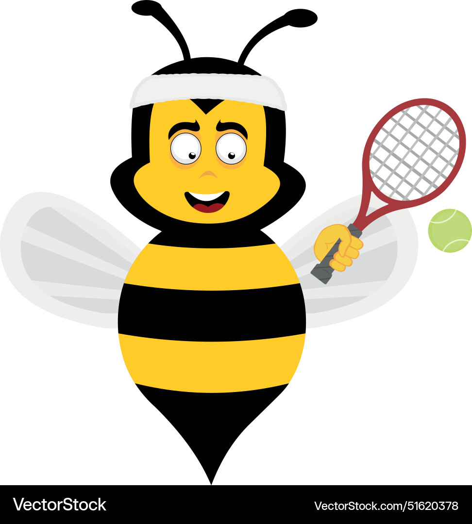 Bee ball racket tennis Royalty Free Vector Image