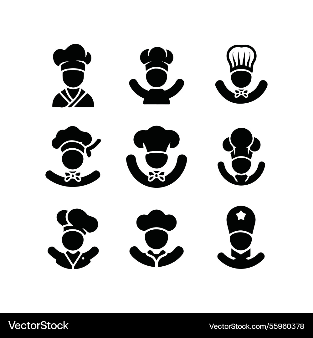 Chef head icon on black button with white rollover
