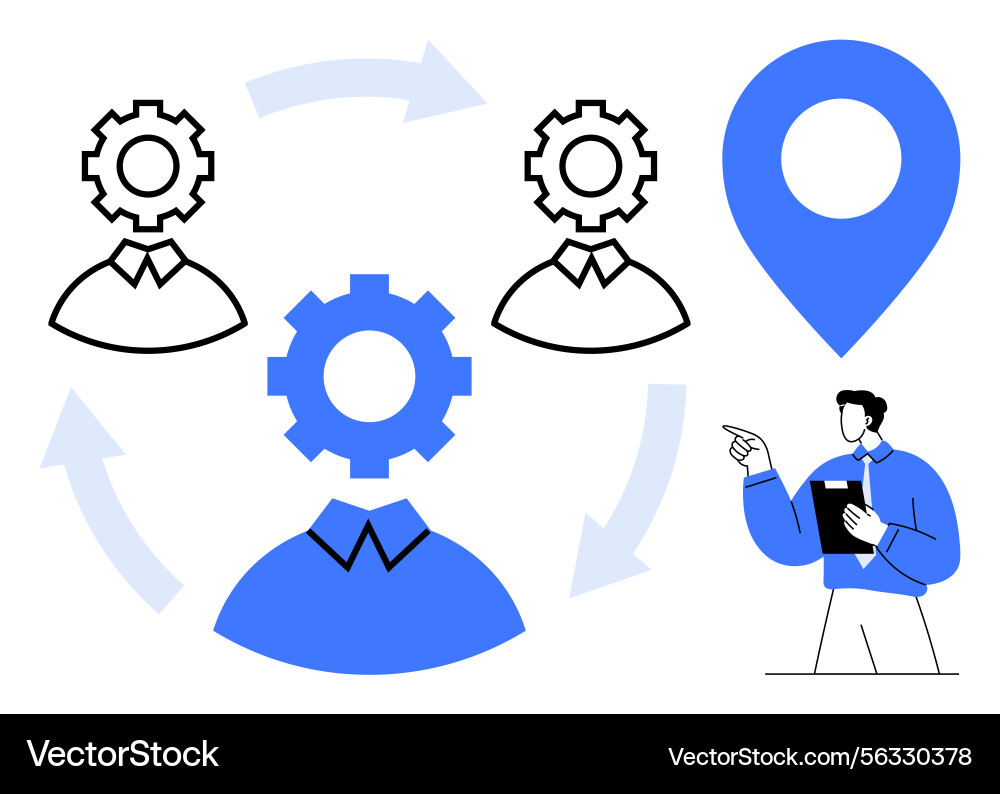 Collaborative team process with workflow Vector Image
