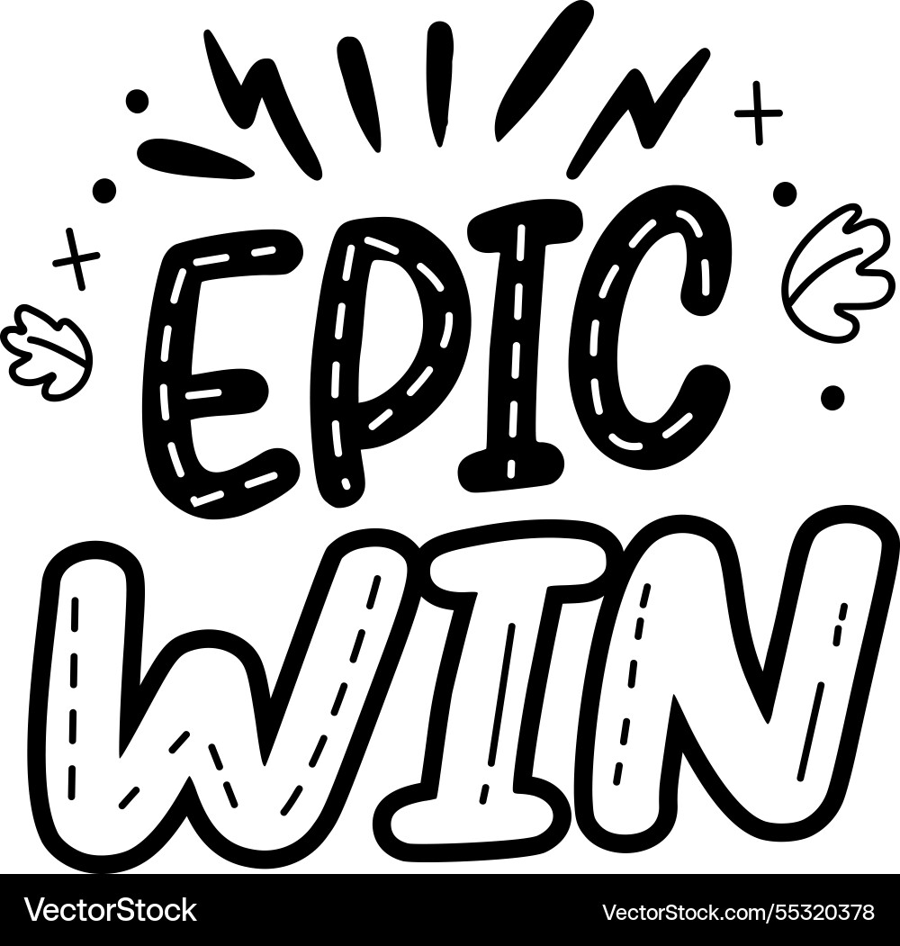 Epic win typography sticker in glyph style Vector Image