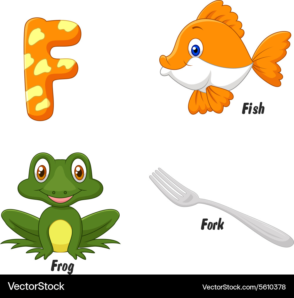 Friendly F Alphabet Letter Royalty Free Vector Image