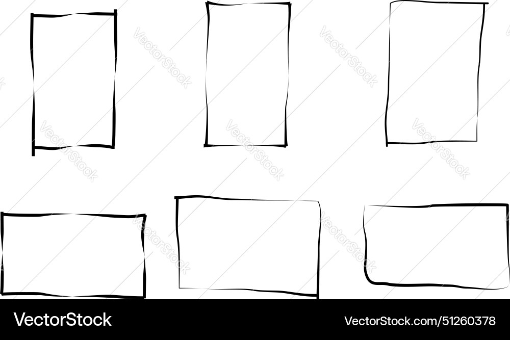Hand drawn frame square double thin line Vector Image