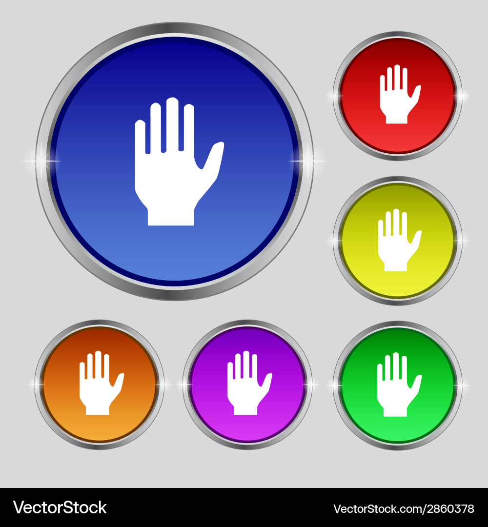 Hand print sign icon stop symbol set colour Vector Image