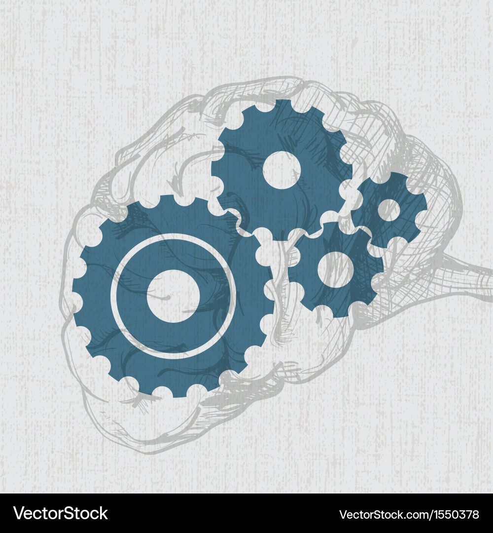 Human brain with cogs Royalty Free Vector Image