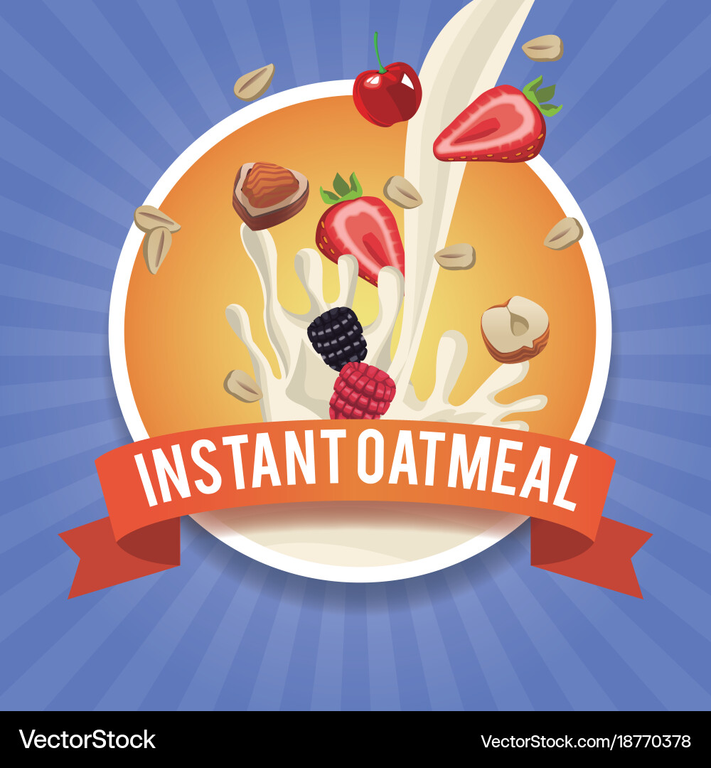 Instant oatmeal label Royalty Free Vector Image