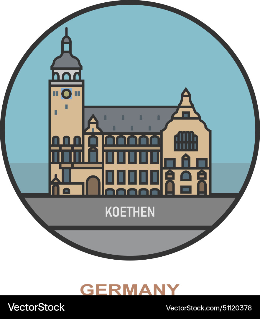 Koethen cities and towns in germany Royalty Free Vector